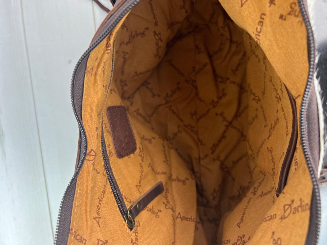 Teal Dotted Border Leather Tooled Cowhide Fringe Hobo Purse - Etsy