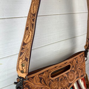 Serape Red, Yellow, Teal Wool Leather Handle Fringe Bag - Etsy