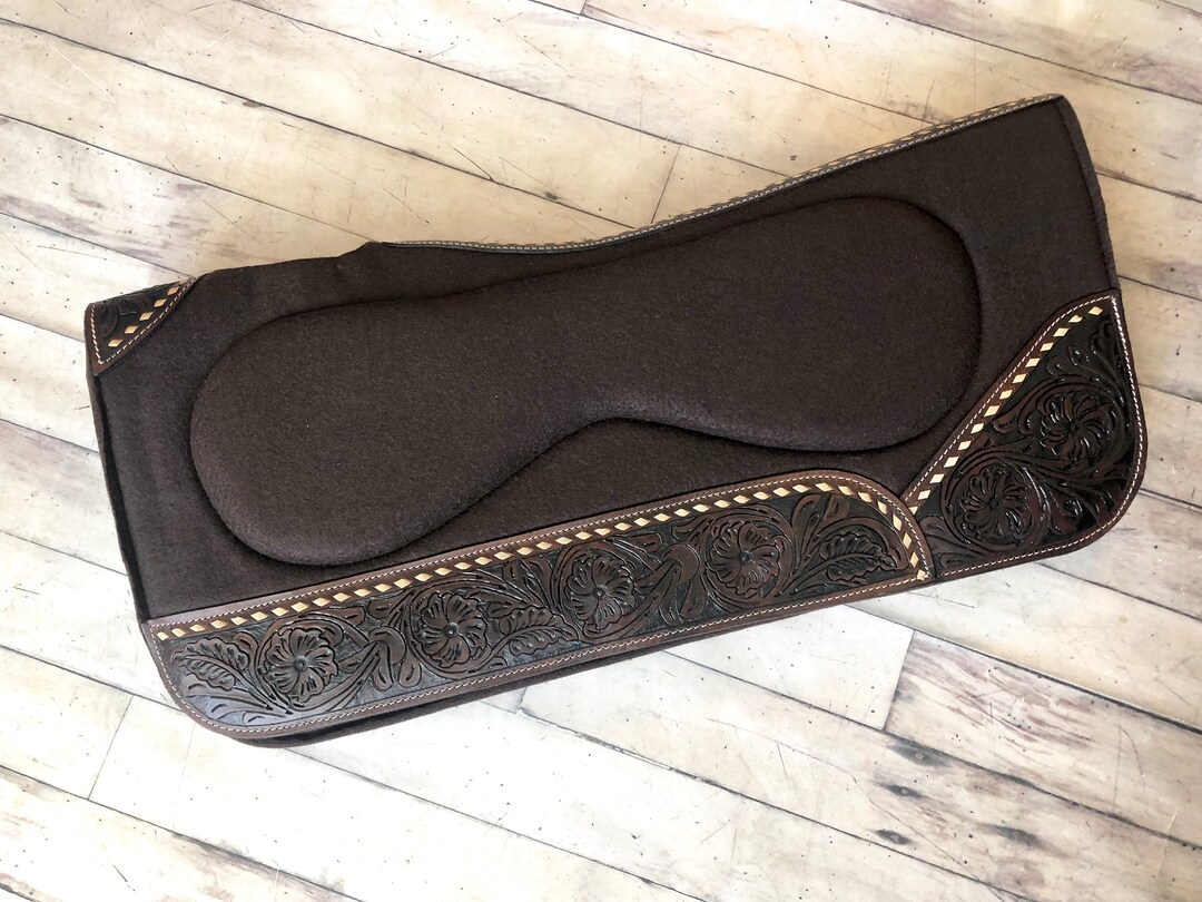Brown With Cream Buck Stitch Floral Tooled Build up Saddle Pad - Etsy