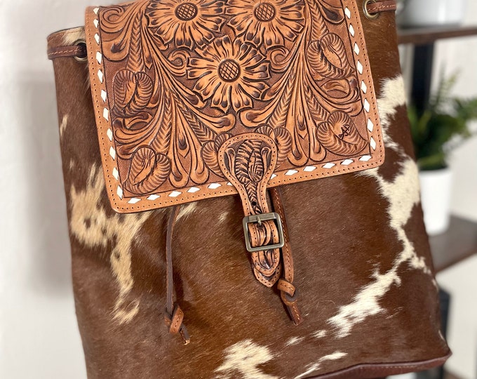 Hide & Tooled Backpack - Etsy