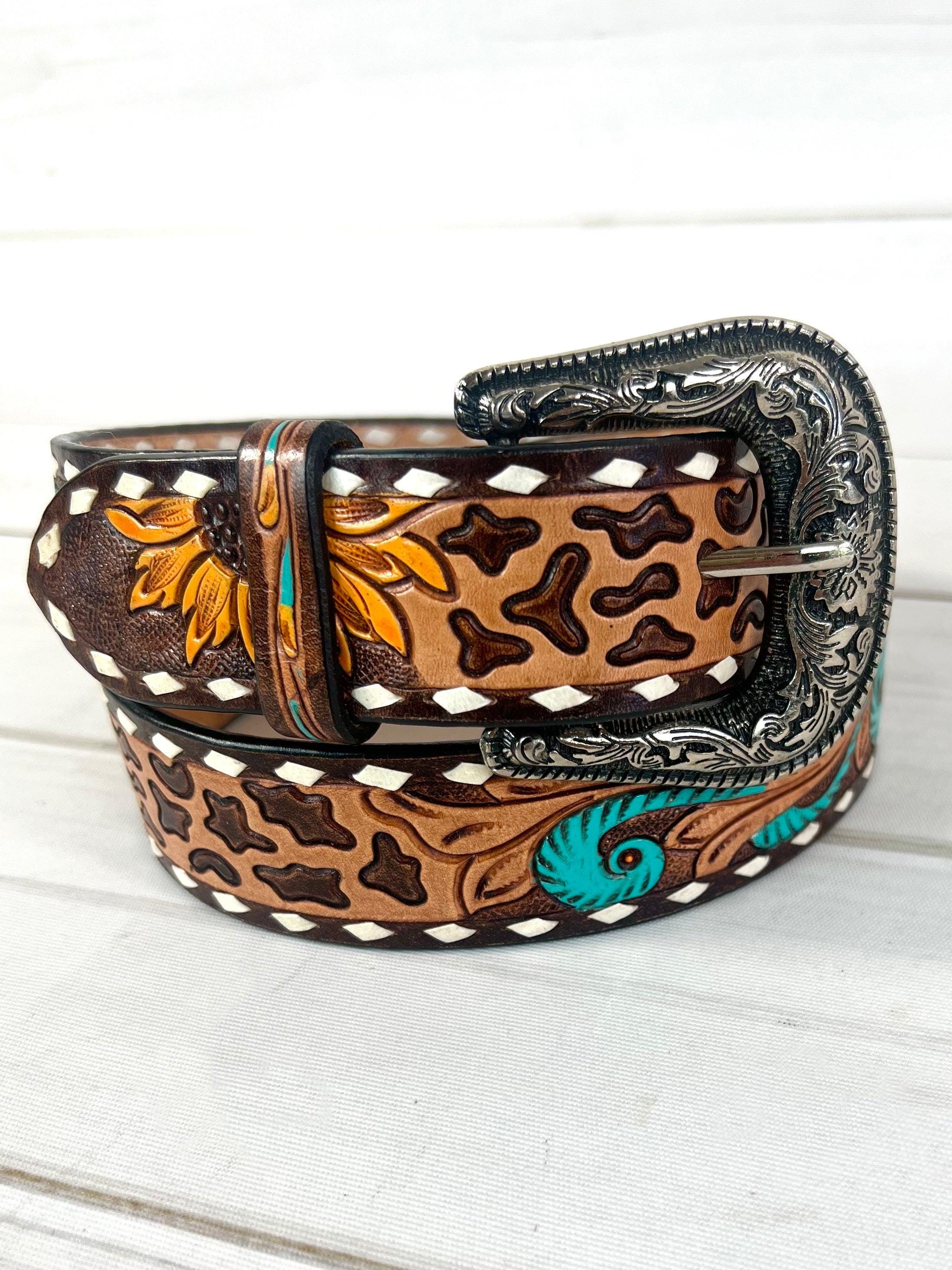 Leopard Sunflower Tooled Leather Woman's Belt - Etsy Leopard Sunflower Tooled Leather Woman's Belt - Etsy
