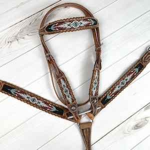 Feather Beaded Tack Set With Leather Whipstitch - Etsy