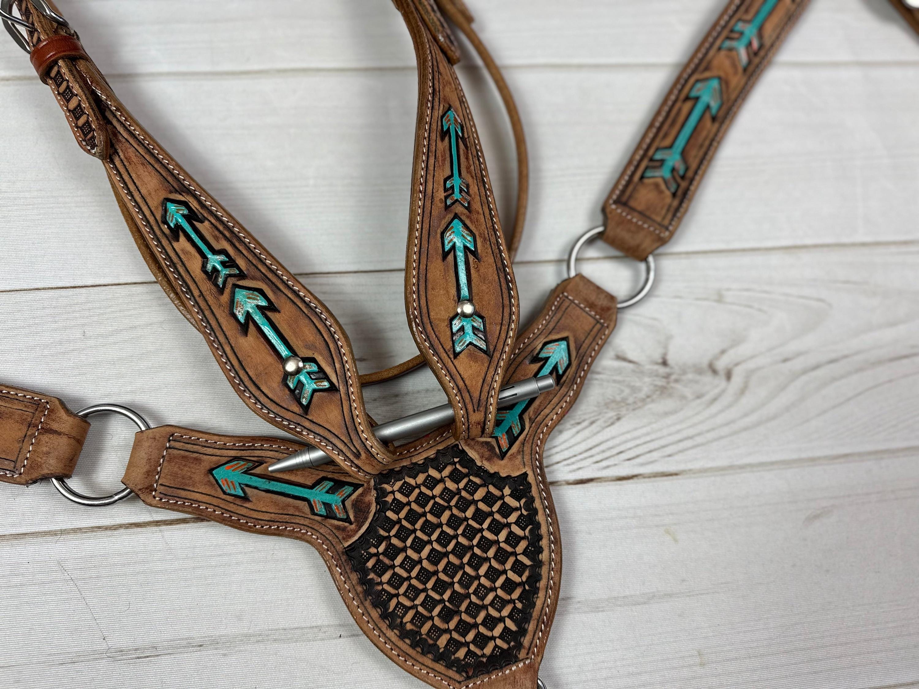 Tooled Hand Painted Arrows - Gladiator Style Leather Tack Set - Etsy