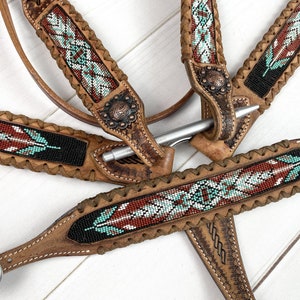 Feather Beaded Tack Set With Leather Whipstitch - Etsy