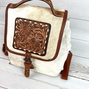 Small Cowhide and Leather Sunflower Tooled Backpack - Etsy