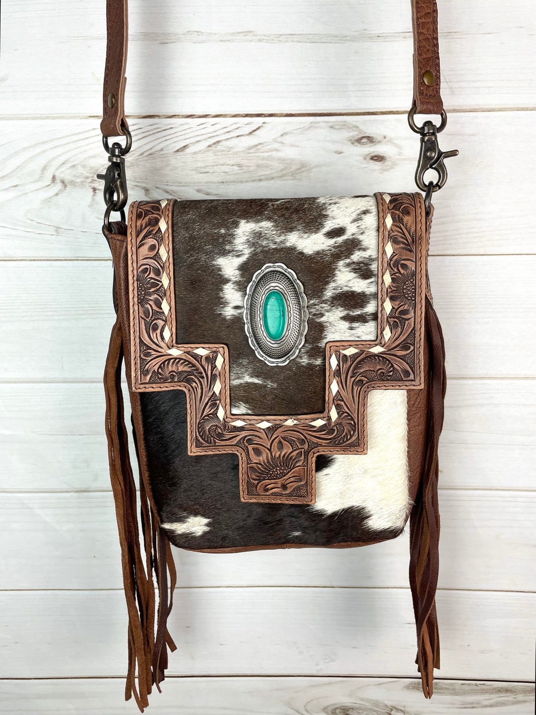 Monument Cowhide and Tooled Leather Western Handbag - Etsy