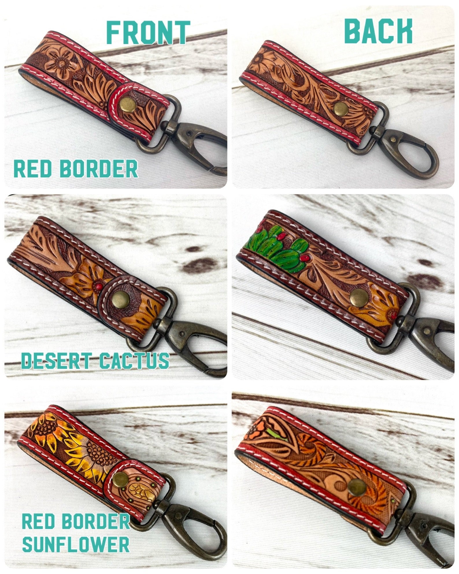 Tooled Leather Tab Key Fob - Etsy