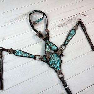 Turquoise Filigree Gladiator Style Leather Tack Set - Etsy