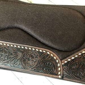 Brown With Cream Buck Stitch Floral Tooled Build up Saddle Pad - Etsy