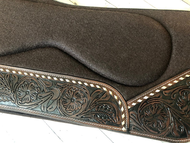 Brown With Cream Buck Stitch Floral Tooled Build up Saddle Pad - Etsy
