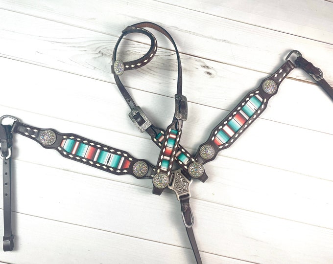 Western Headstall Matching Hand-tooling Carving Leather Set Western ...