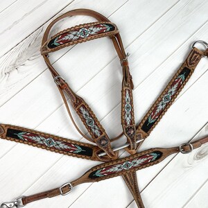 Feather Beaded Tack Set With Leather Whipstitch - Etsy