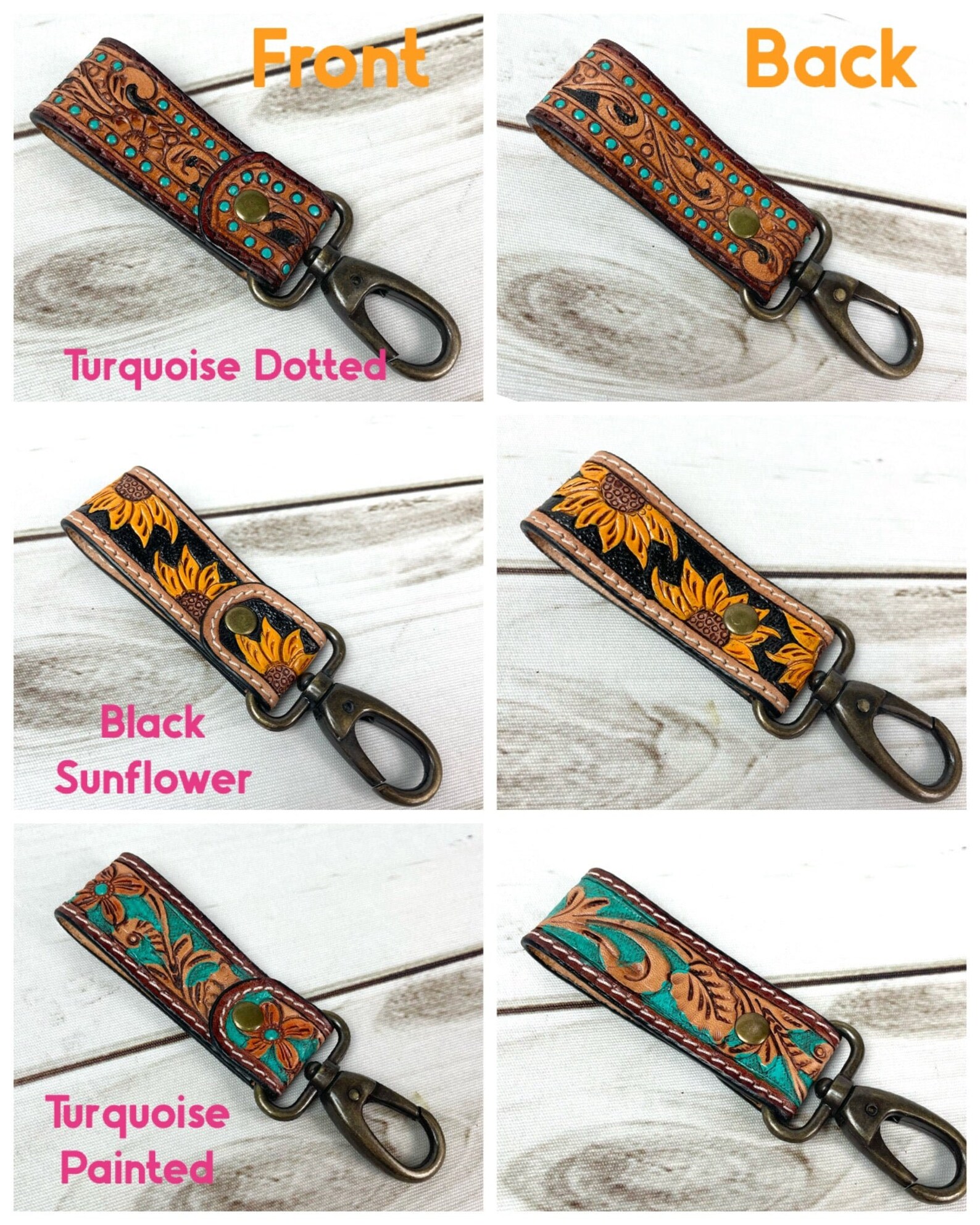 Tooled Leather Tab Key Fob - Etsy