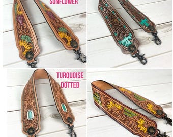 Tooled Leather Crossbody Strap - Etsy