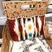 Serape Red Yellow Teal Wool Leather Handle Fringe Bag - Etsy