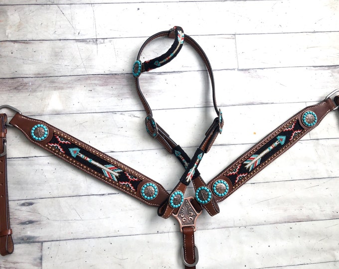 Red, Black, Teal Beaded Arrow Tack Set - Etsy