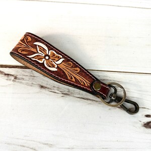 Wide Tooled Leather Key Fobs - Etsy