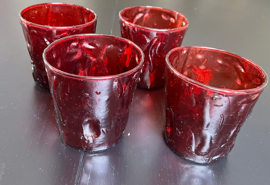 Set of 4 Vintage Anchor Hocking Drinking Glasses Ruby Red - Etsy