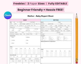 Editable Mother Baby Nurse Report Sheet Medsurg, Postpartum Nursing ...