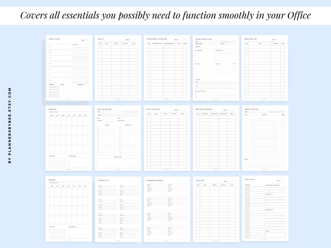 Printable Work Schedule Planner Office Tasks Checklist Office Organizer ...
