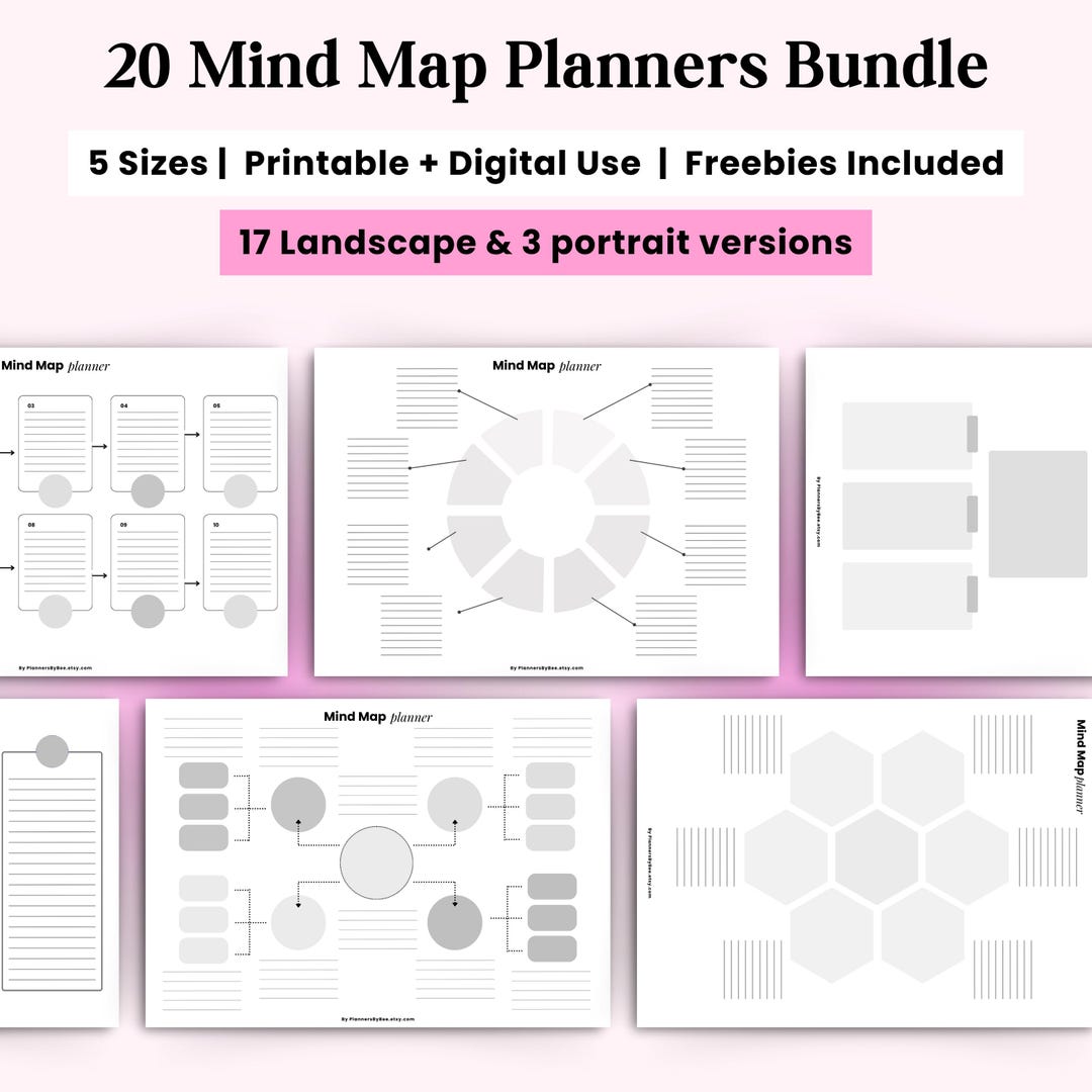 Printable Blank Mind Map Planner, Mind Map Template, Study Guide ...