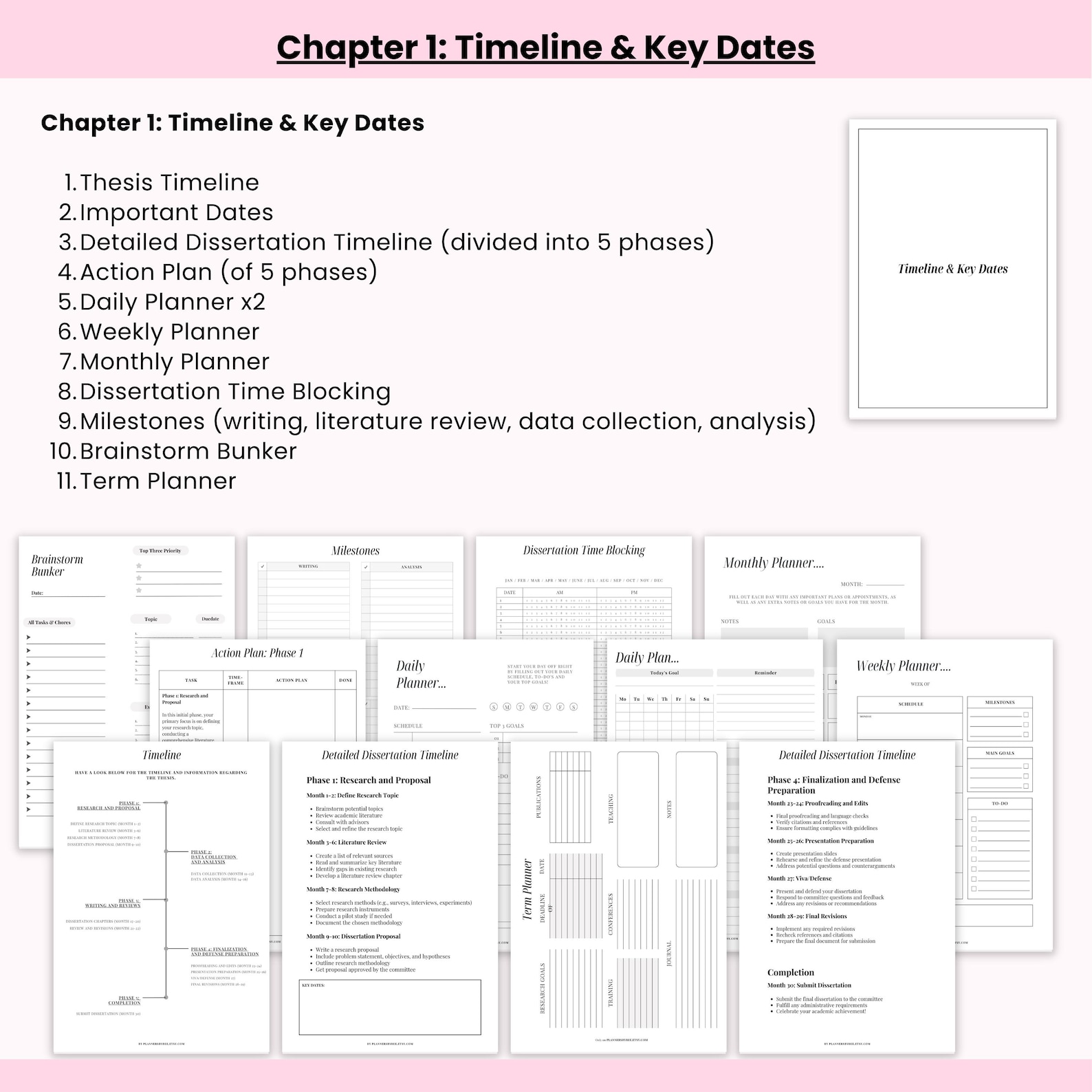 2025 Dissertation Planner: Thesis Journal for Phd, Masters (editable ...
