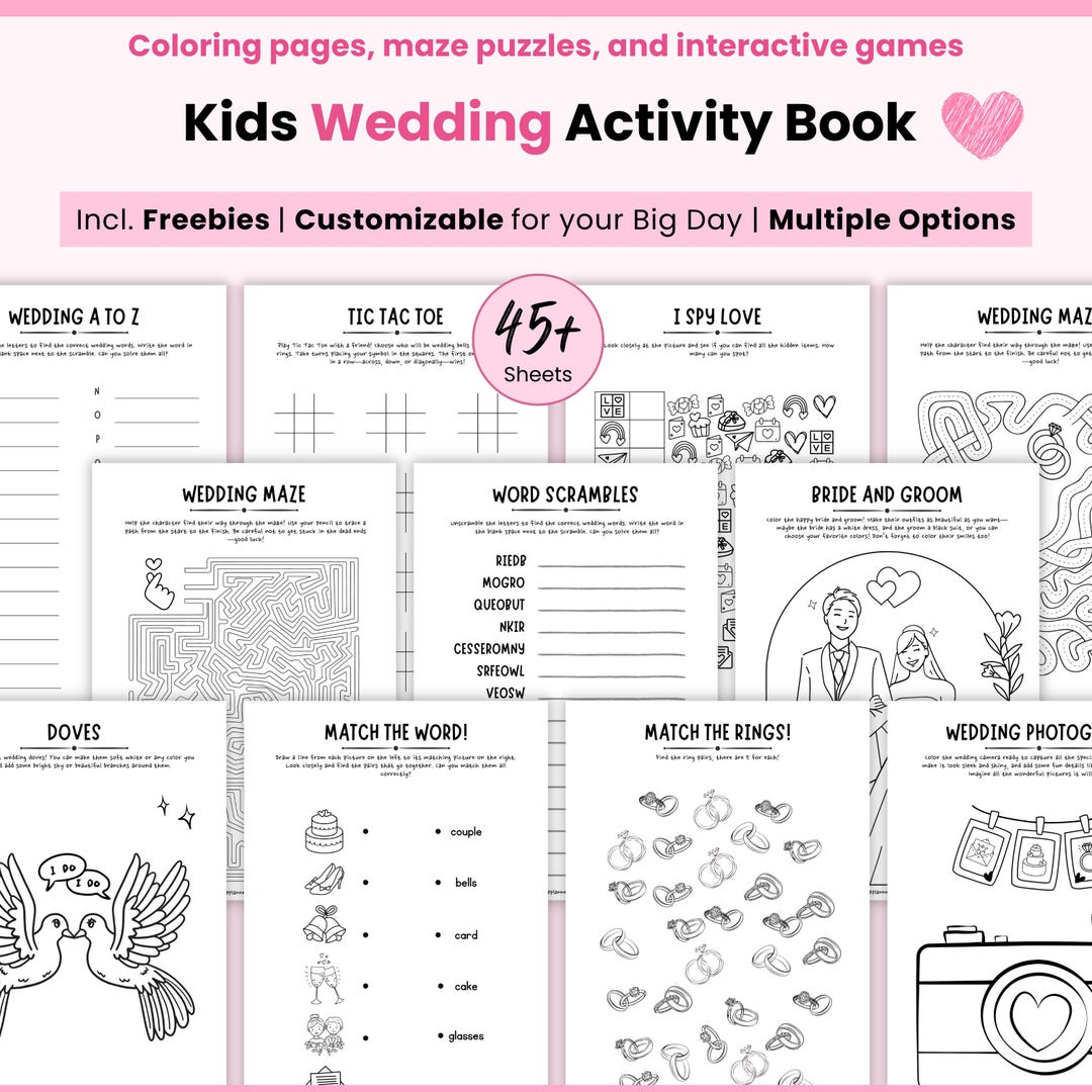 Kids Wedding Activity Book, Wedding Coloring Book, Kids Activity Book ...