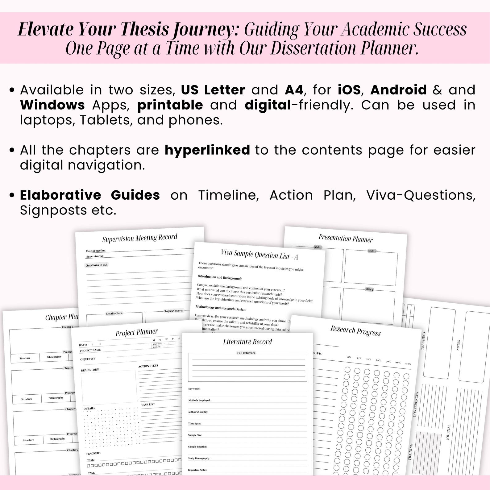 2025 Dissertation Planner: Thesis Journal for Phd, Masters (editable ...