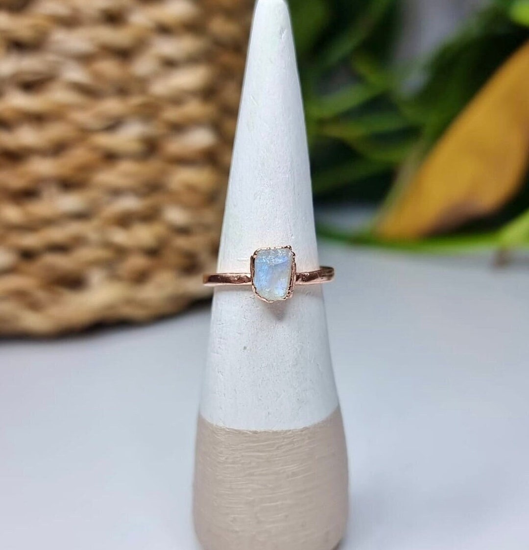 Raw Moonstone Ring (larger) | Raw Crystal Ring | Moonstone Ring | June ...