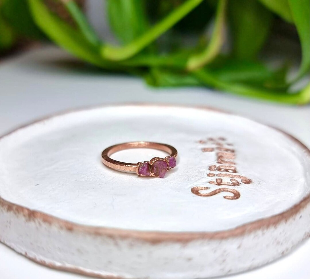 Raw Ruby Ring | Ruby Ring | Triple Ruby Ring | Triple Stone Ring | Stacking Ring | Raw Gemstone ...