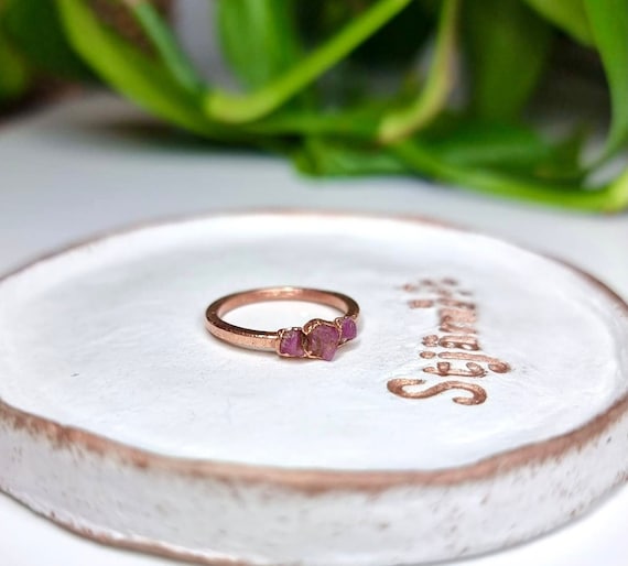 Raw Ruby Ring Ruby Ring Triple Ruby Ring Triple Stone - Etsy