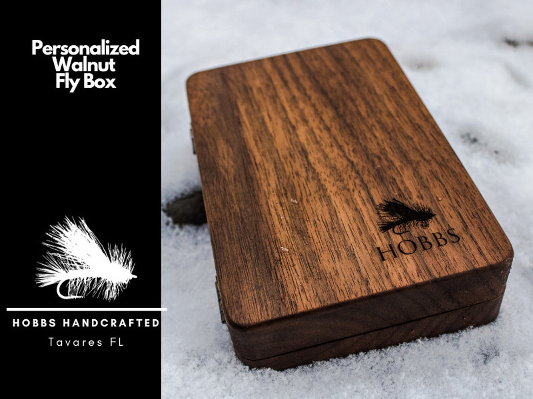 Handcrafted Walnut Wood Fly Fishing Box, Engraved - Etsy