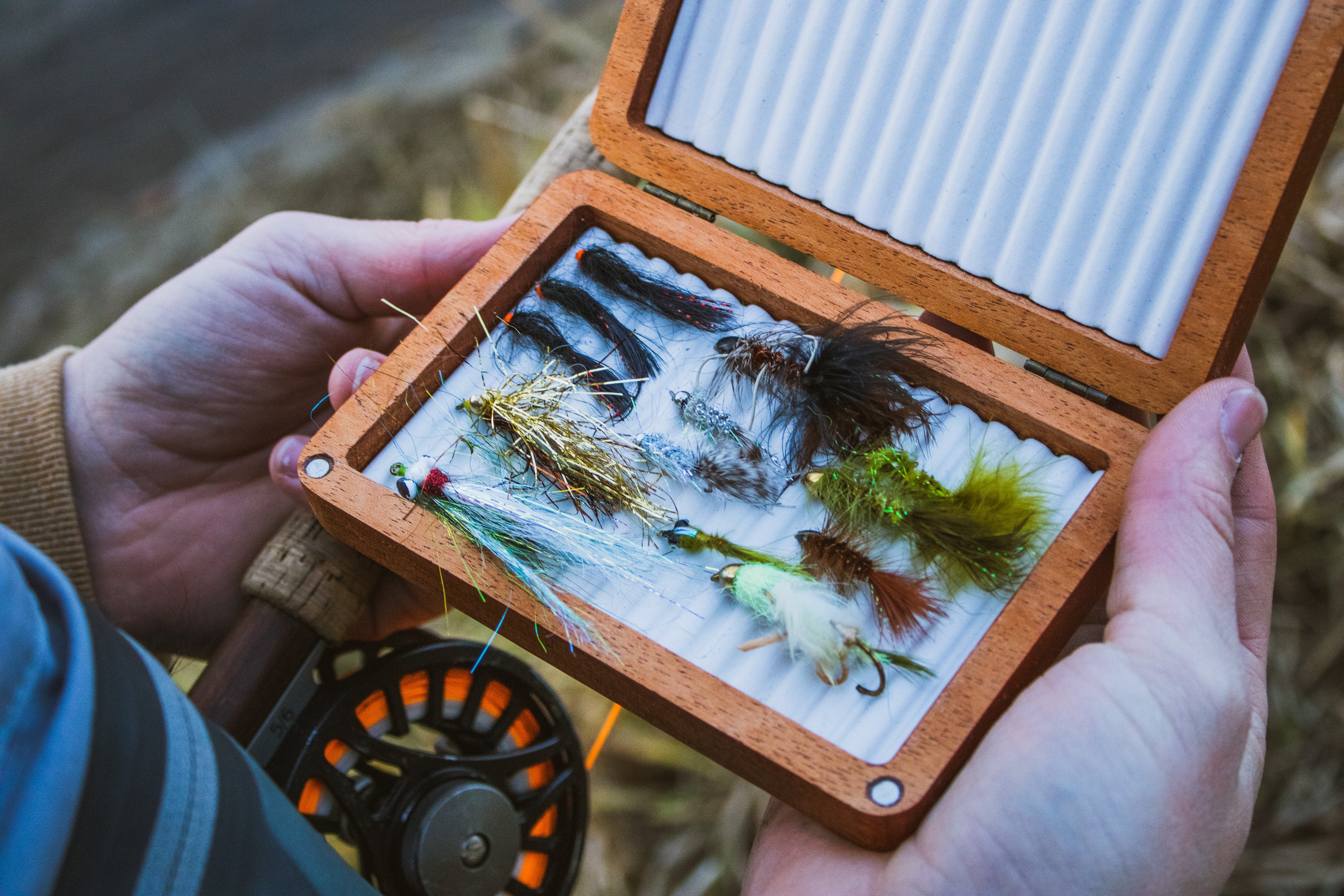 Handcrafted Mahogany Fly Fishing Box, Personalized Engraved Wooden ...