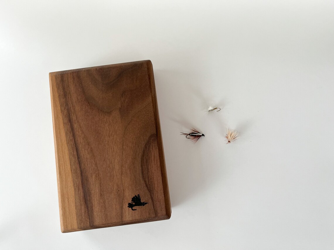 Handcrafted Walnut Wood Fly Fishing Box Engraved Perfect for - Etsy