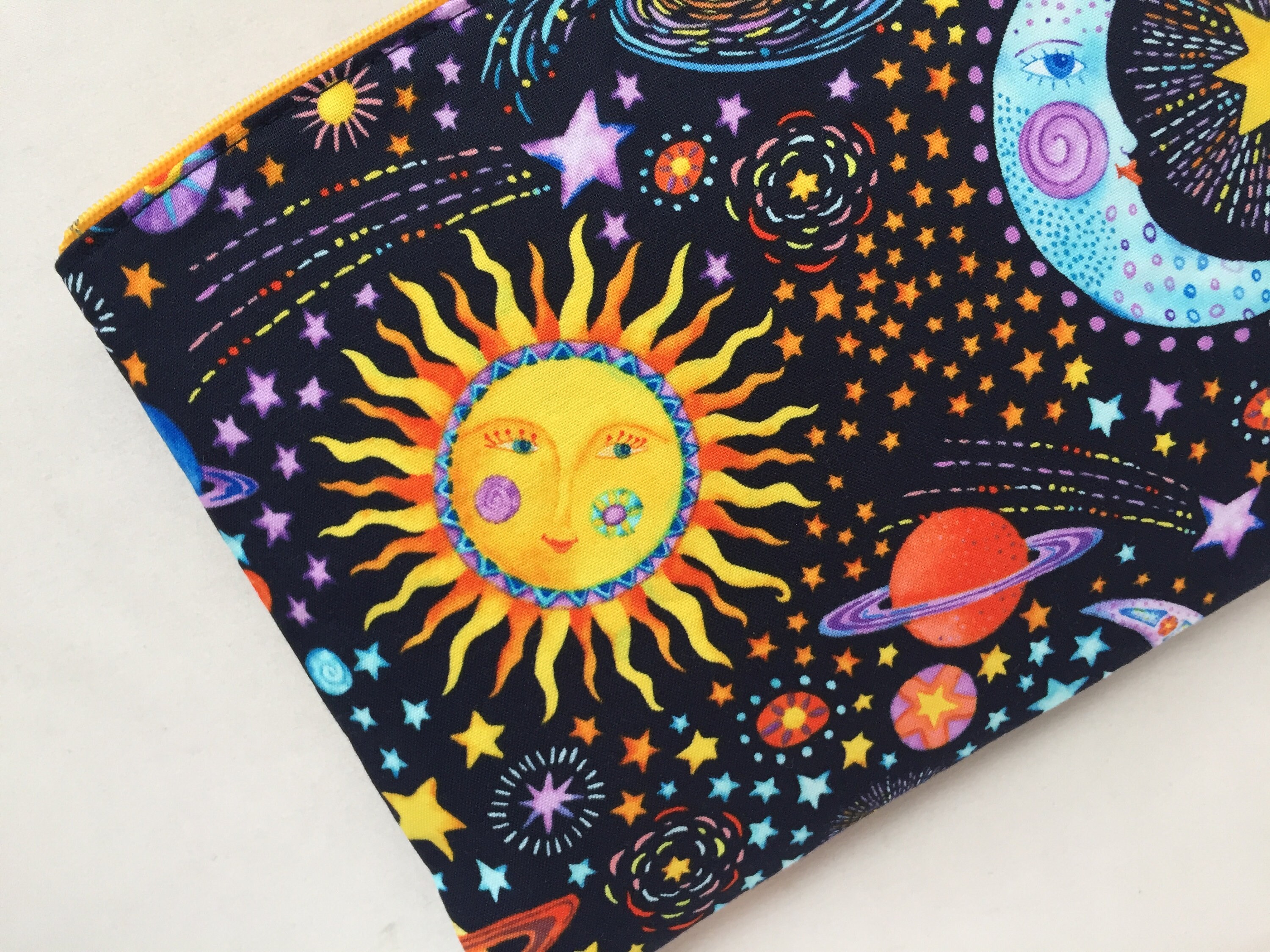 Sun, Moon, & Stars Zipper Pouch / Cosmetic Purse / 6x9 - Etsy