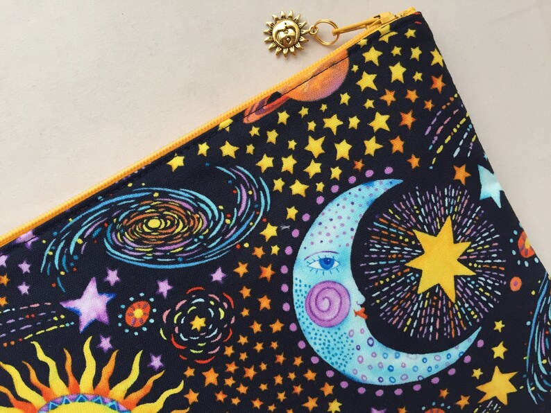 Sun, Moon, & Stars Zipper Pouch / Cosmetic Purse / 6x9 - Etsy