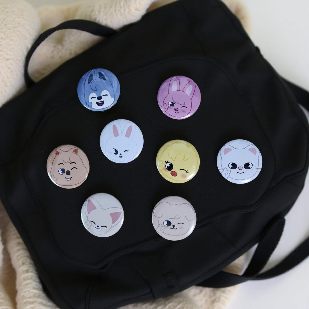 Adorable Animal Pins K-pop Inspired - Button Pins - Kawaii Character ...