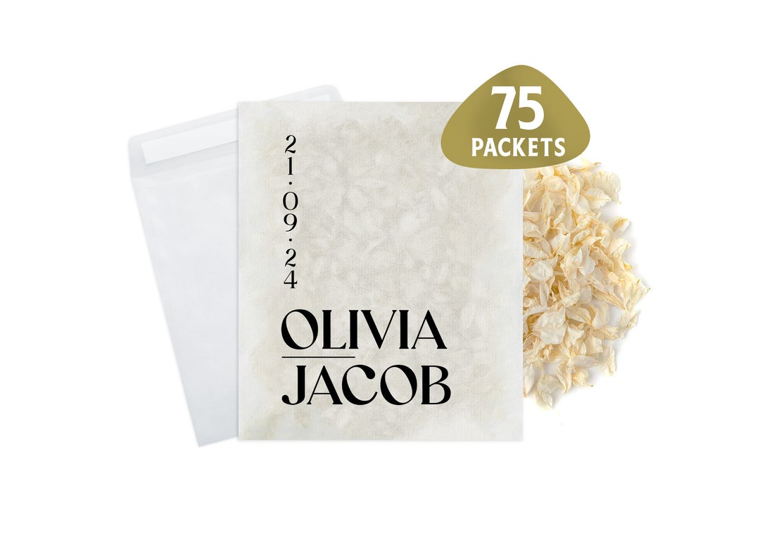75 Personalized Wedding Confetti Bags – Biodegradable Glassine Packets ...