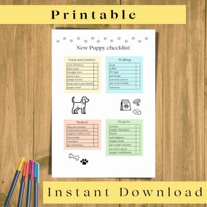 New Puppy Checklist Printable - Etsy