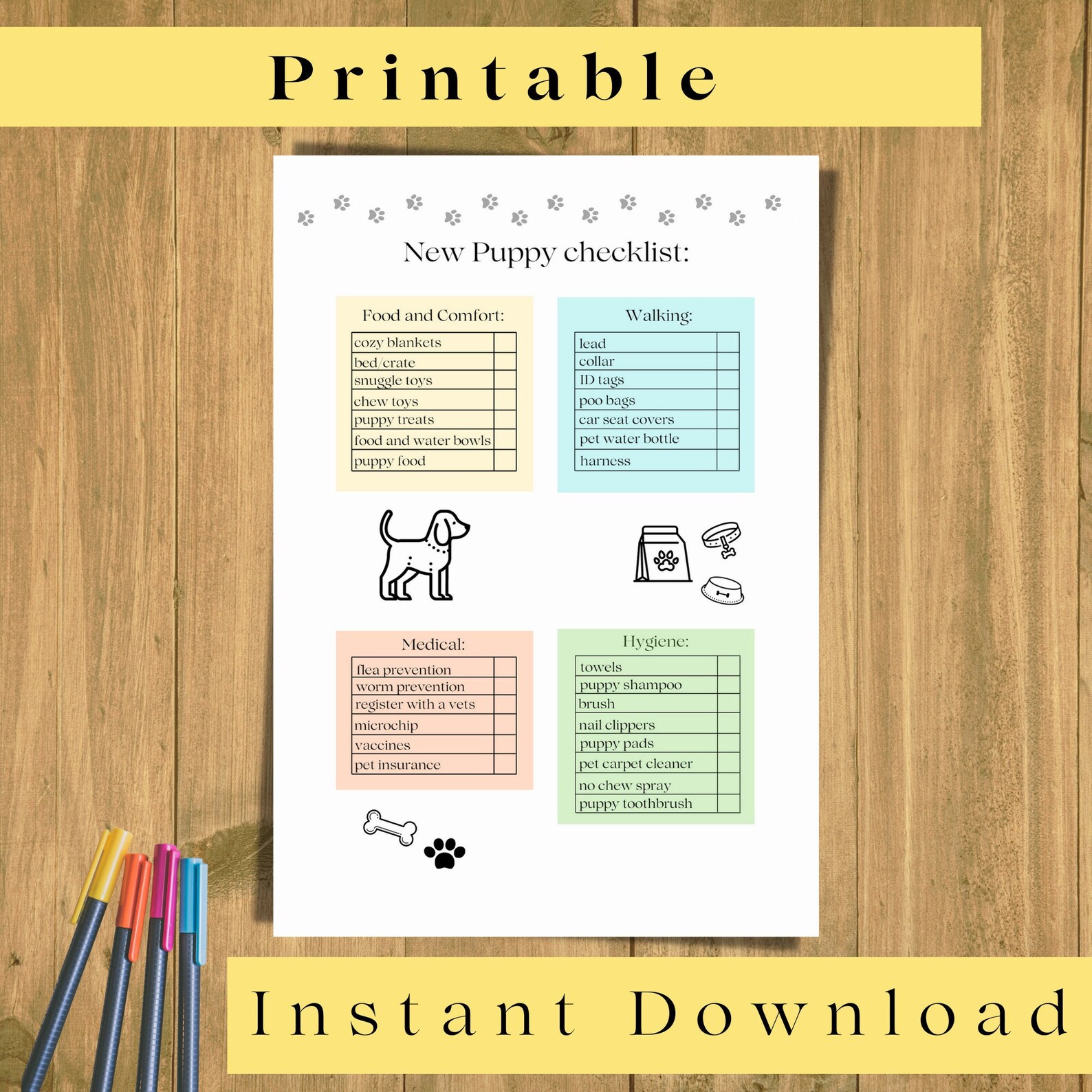 New Puppy Checklist Printable - Etsy