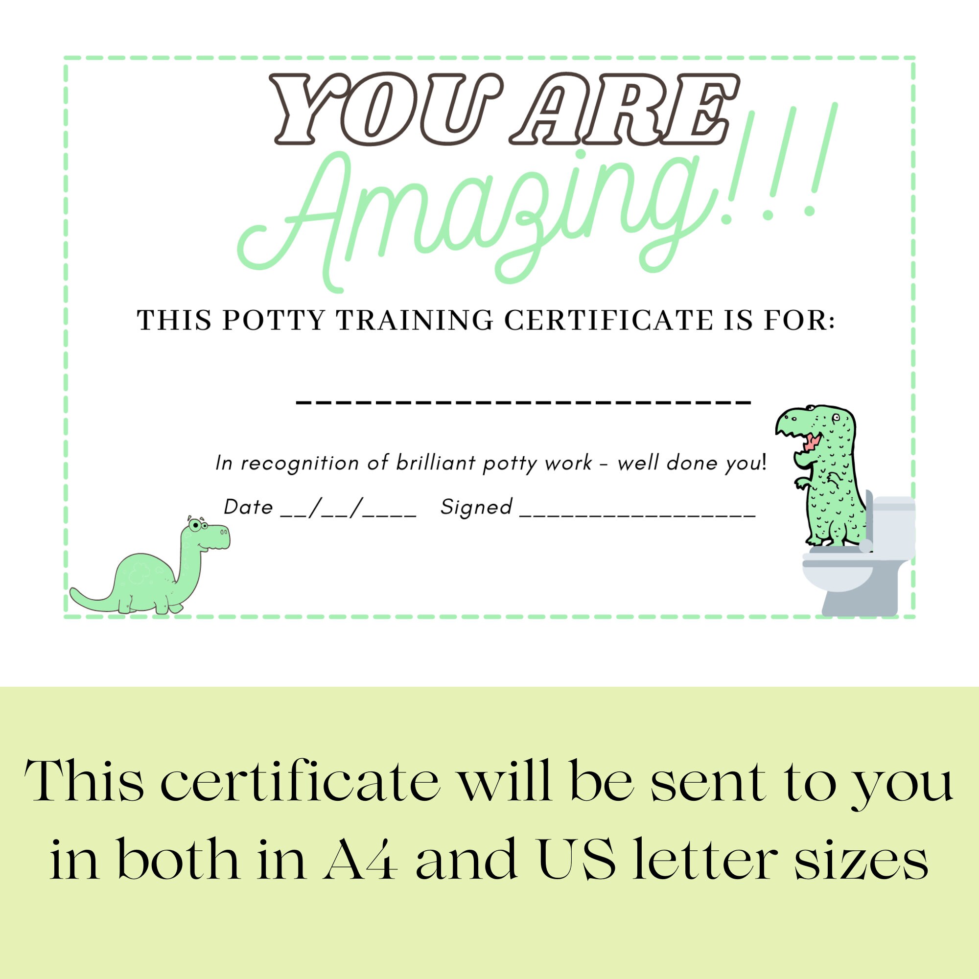 Dinosaur Potty Training Certificate Printable - Etsy Canada