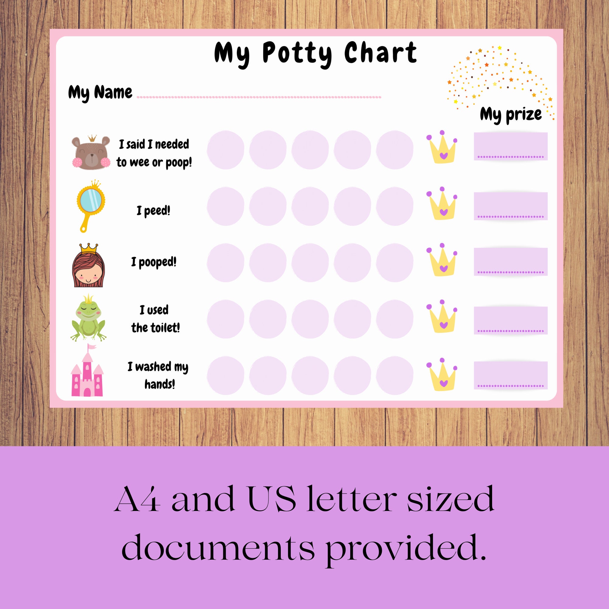 Princess Themed Potty Training Reward Chart Printable - Etsy