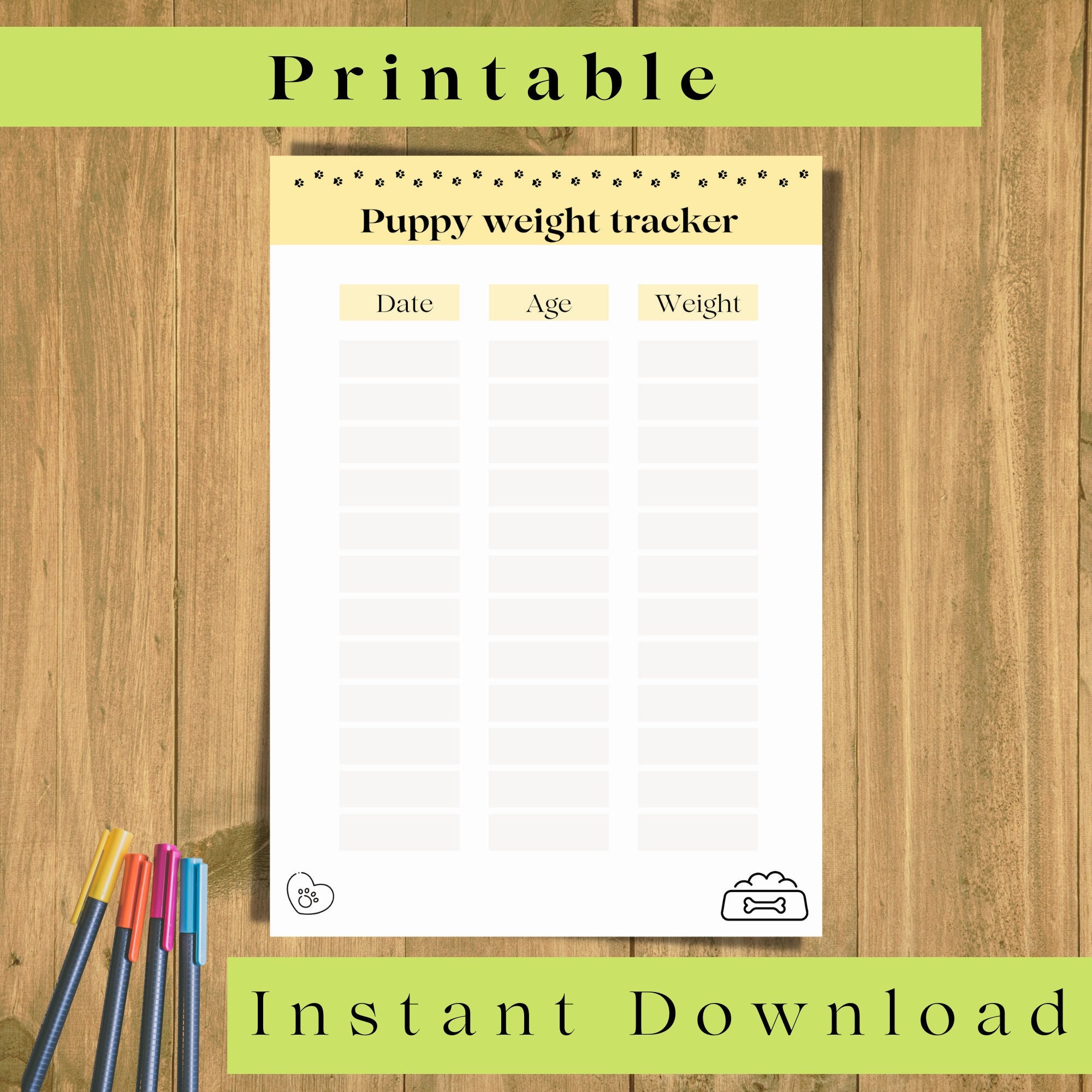 Puppy Weight Tracker Printable - Etsy