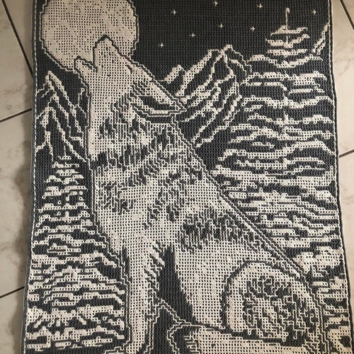 Lone Wool-f Overlay Mosaic Crochet Wolf Pattern - Etsy