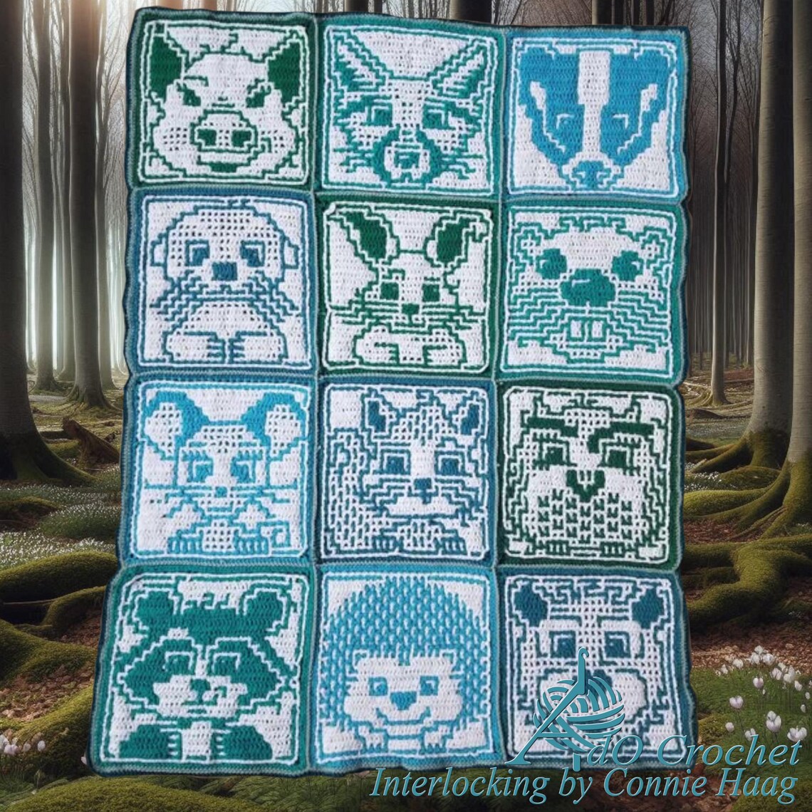 Forest Beasties, 12 Cheerful Animal Squares, Digital Crochet Patterns ...