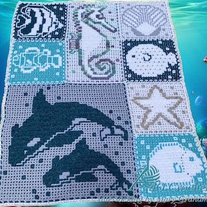 Seaworld, Digital Pattern for Overlay Mosaic and Interlockig Filet ...