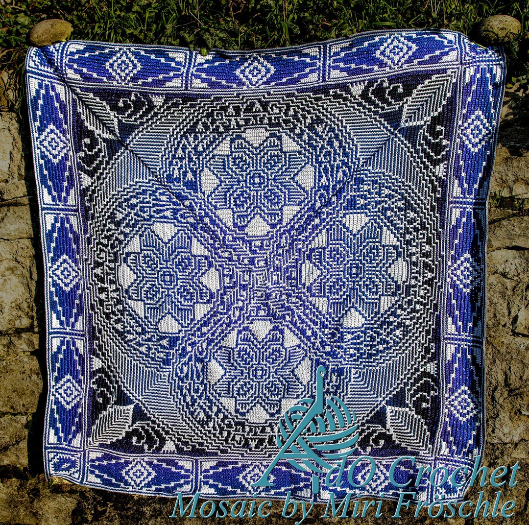 Roman Mosaic Square, Overlay Mosaic Crochet in the Round From the ...