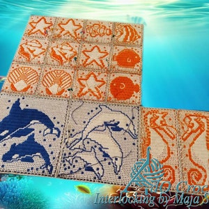 Seaworld, Digital Pattern for Overlay Mosaic and Interlockig Filet ...