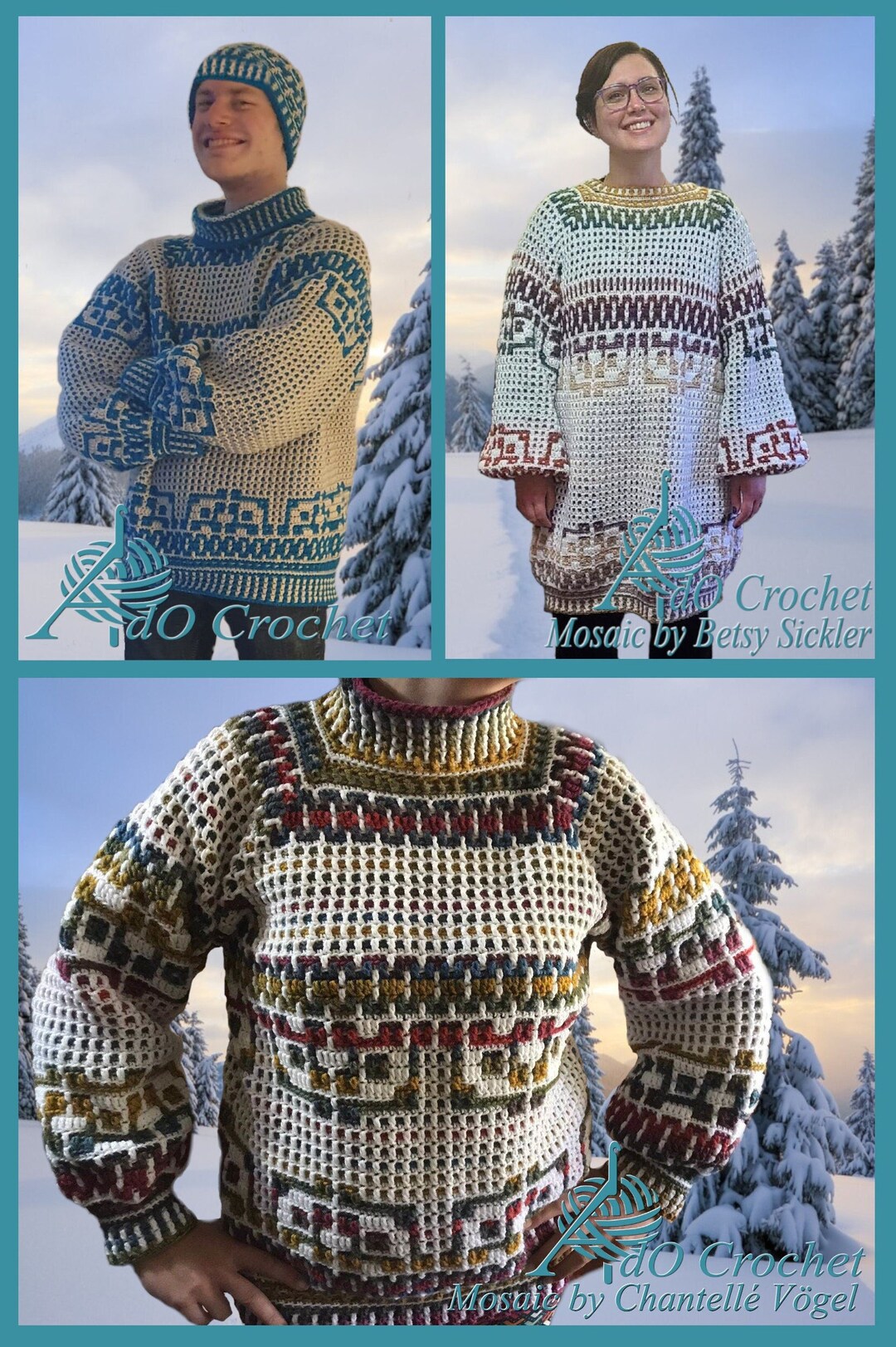Nordic Gem Sweater Overlay Mosaic Crochet Digital File - Etsy