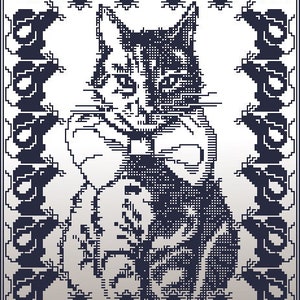 Cat, King of Mice, Throw for Overlay Mosaic and Interlocking Filet ...